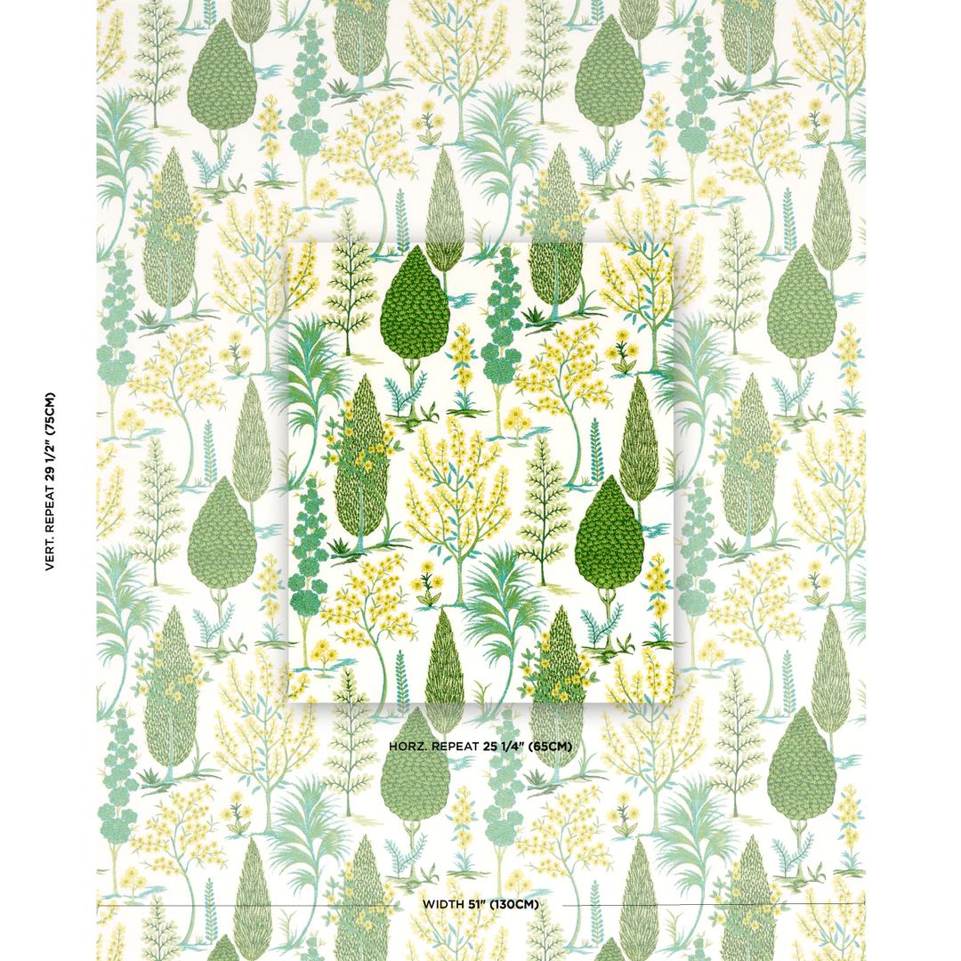Pandora Embroidery - Green Fabrics | Schumacher