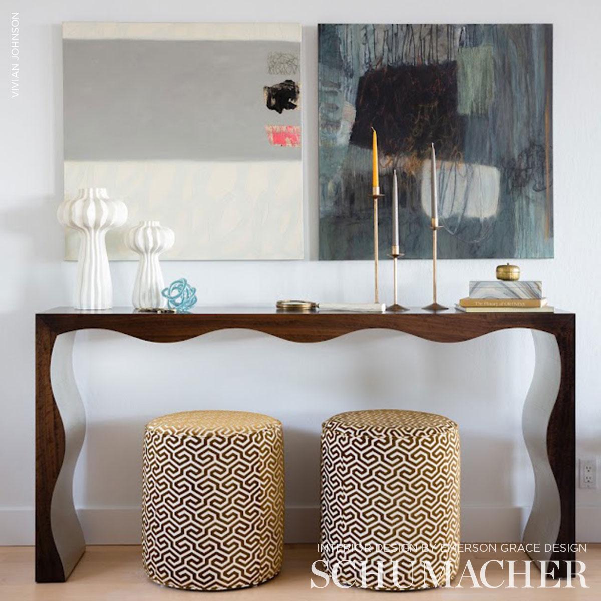 Ming Fret Velvet - Bronze Fabrics | Schumacher