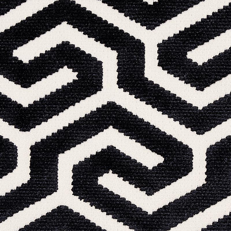 Ming Fret Velvet - Black Fabrics | Schumacher