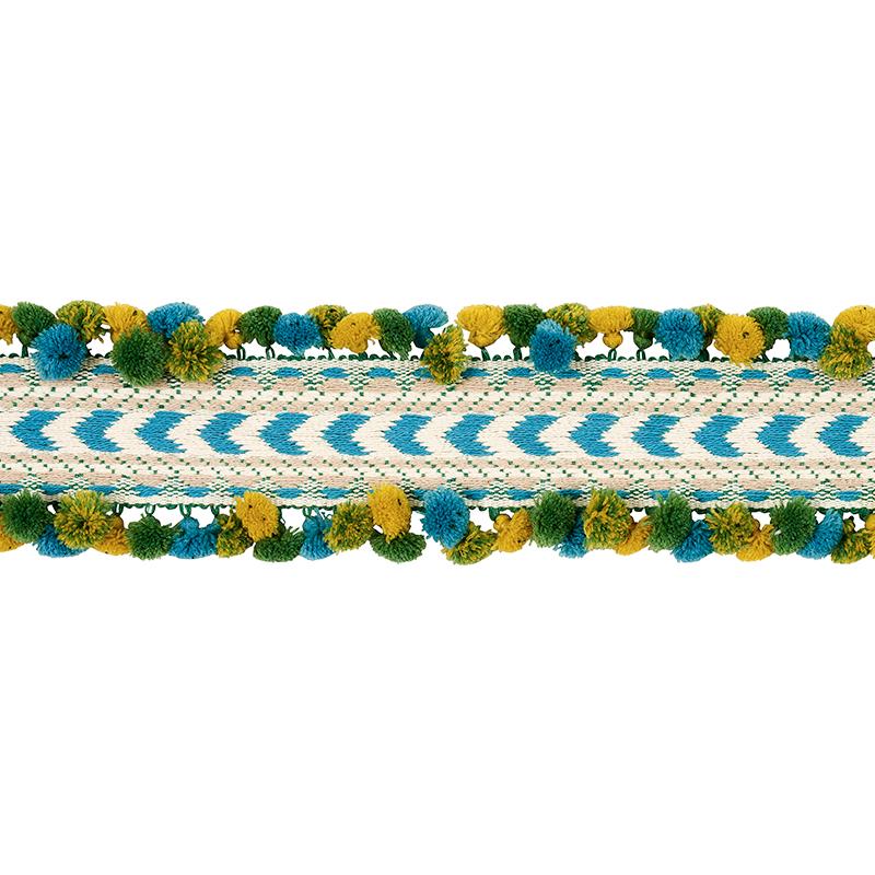 Maracana Pom Tape - Blue Trims | Schumacher