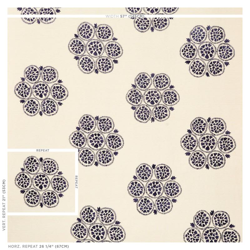 Isla Hand Embroidery - Slate Fabrics | Schumacher