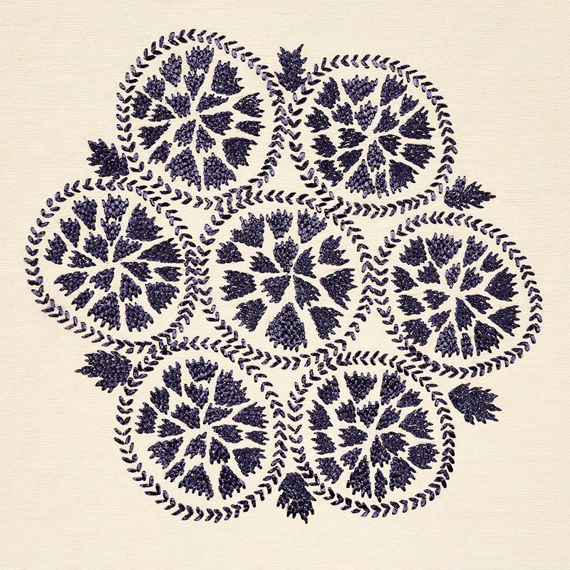 Isla Hand Embroidery - Slate Fabrics | Schumacher