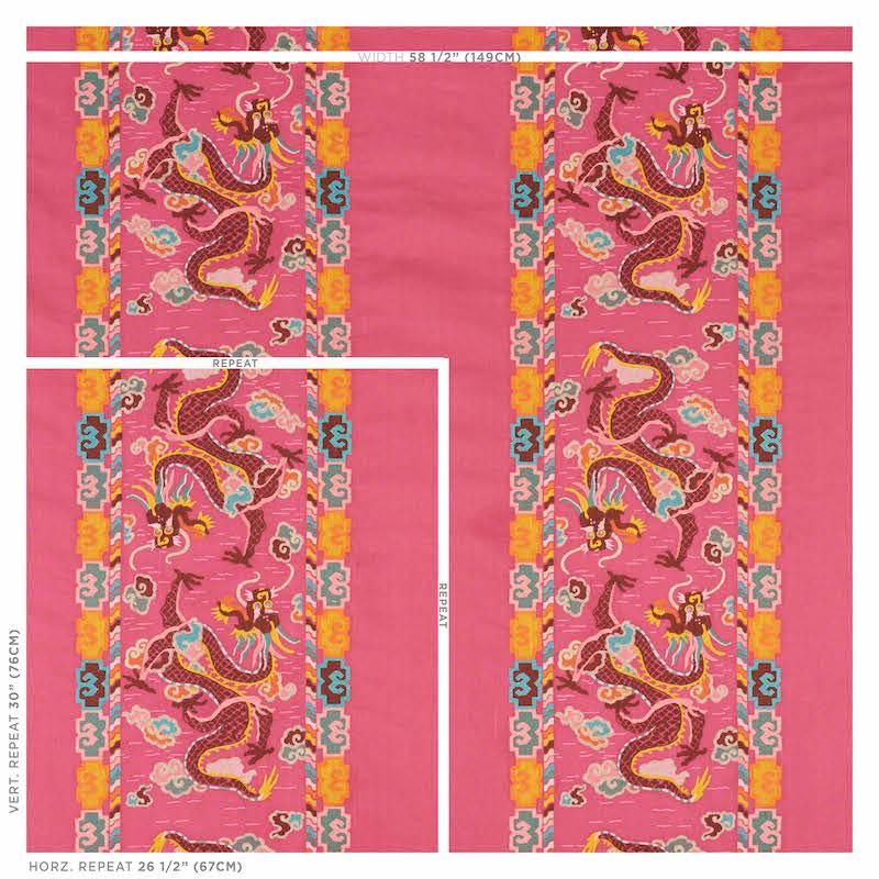 Lotan Dragon Embroidery - Pink Fabrics | Schumacher