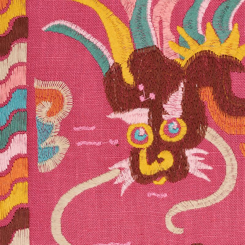 Lotan Dragon Embroidery - Pink Fabrics | Schumacher
