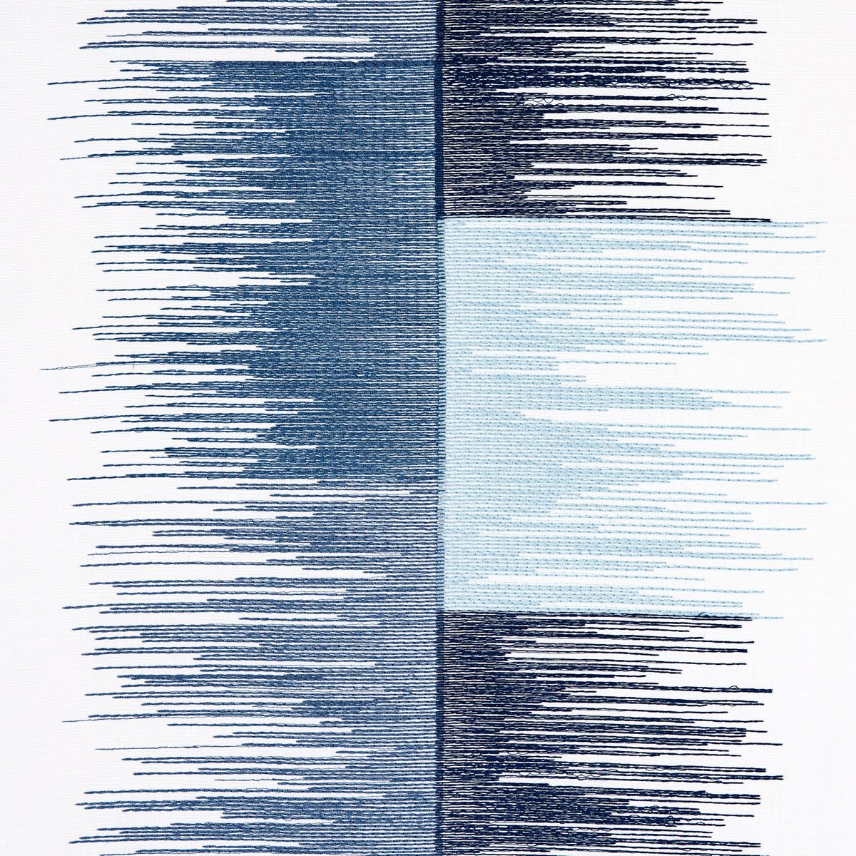 Sunburst Stripe Embroidery - Blue Fabrics | Schumacher