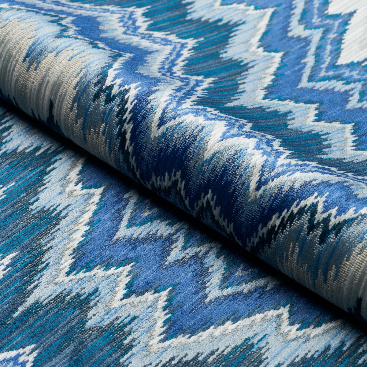 Bezique Flamestitch Velvet - Lapis Fabrics | Schumacher