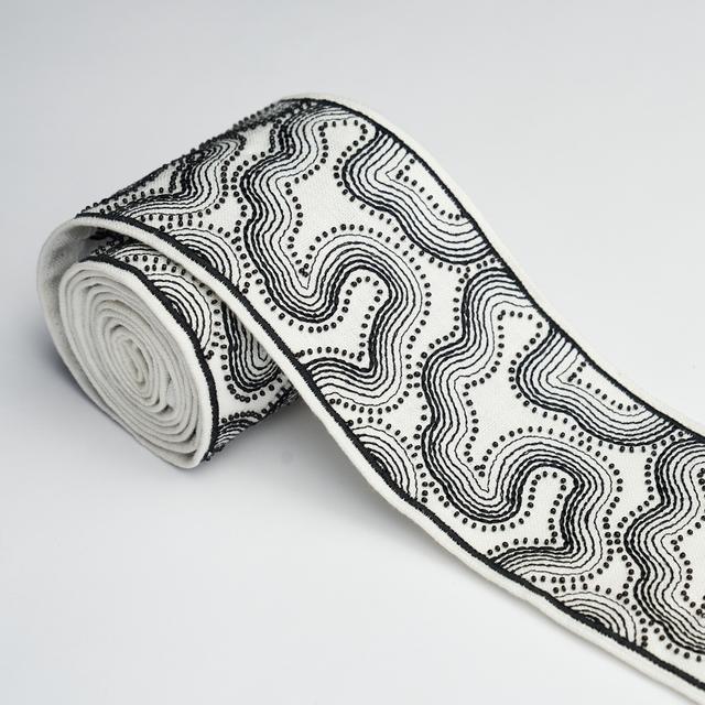 Topo Beaded Tape - Black & White Trims | Schumacher