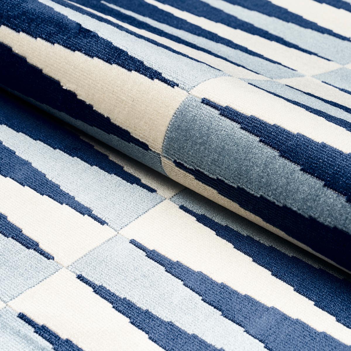 Backgammon Cut Velvet - Blue Fabrics | Schumacher