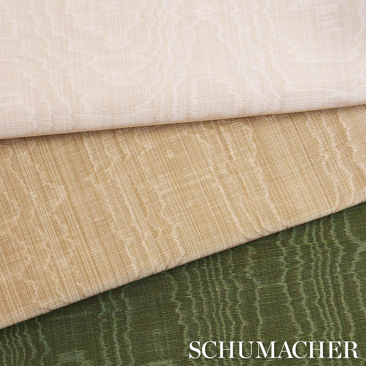 Beau Cotton Linen Moire - Olive Fabrics | Schumacher