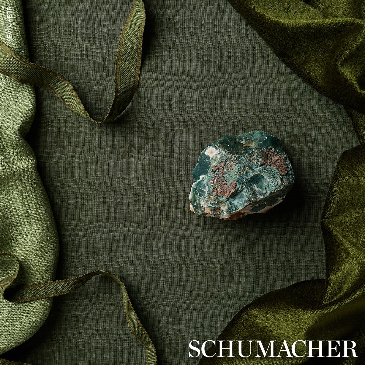 Beau Cotton Linen Moire - Olive Fabrics | Schumacher