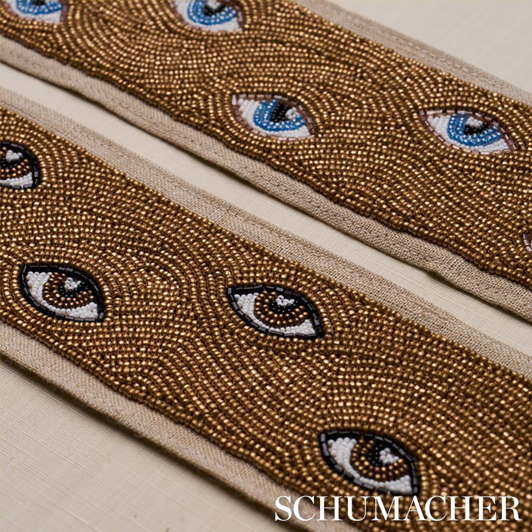 Mind's Eye Beaded Tape - Blue & Gold Trims | Schumacher
