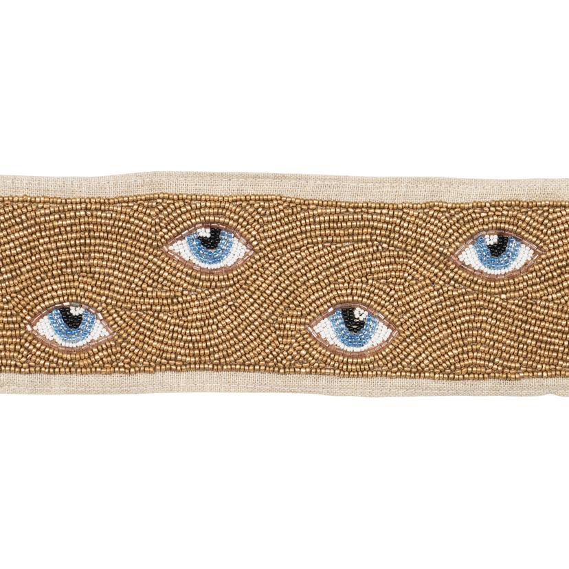 Mind's Eye Beaded Tape - Blue & Gold Trims | Schumacher