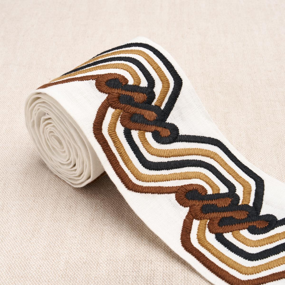 The Twist Embroidered Tape - Brown Trims | Schumacher