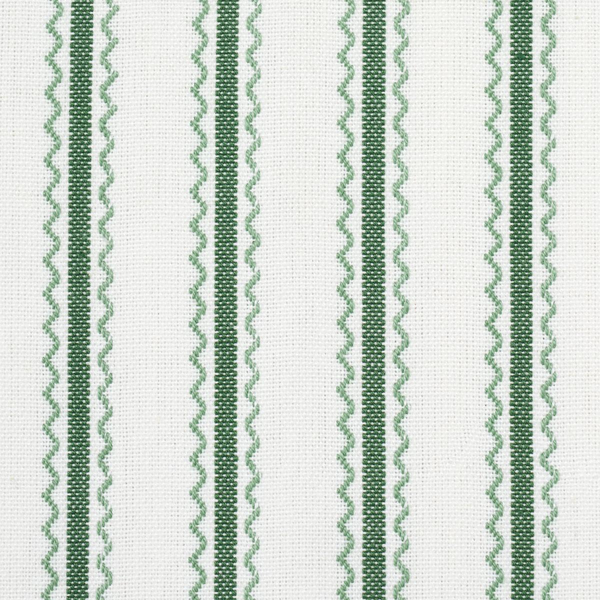 Birdie Ticking Stripe - Leaf Green Fabrics | Schumacher