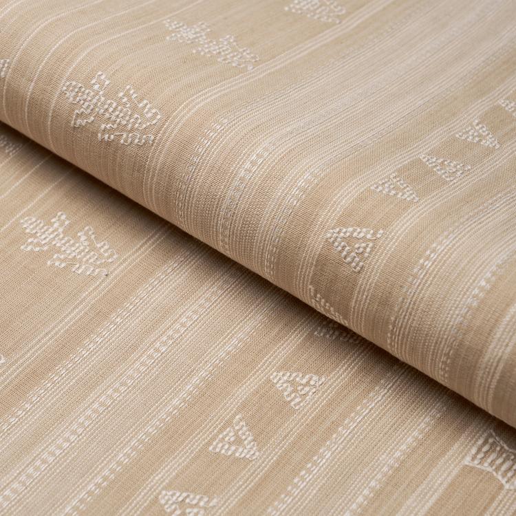 Nima Embroidered Cotton Linen - Tan Fabrics | Schumacher
