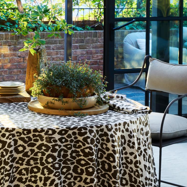 Iconic Leopard Tablecloth - Cinder Pillows & Accessories | Schumacher