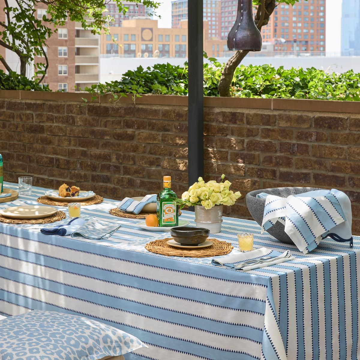 Apollo Stripe Tablecloth - Sky Pillows & Accessories | Schumacher
