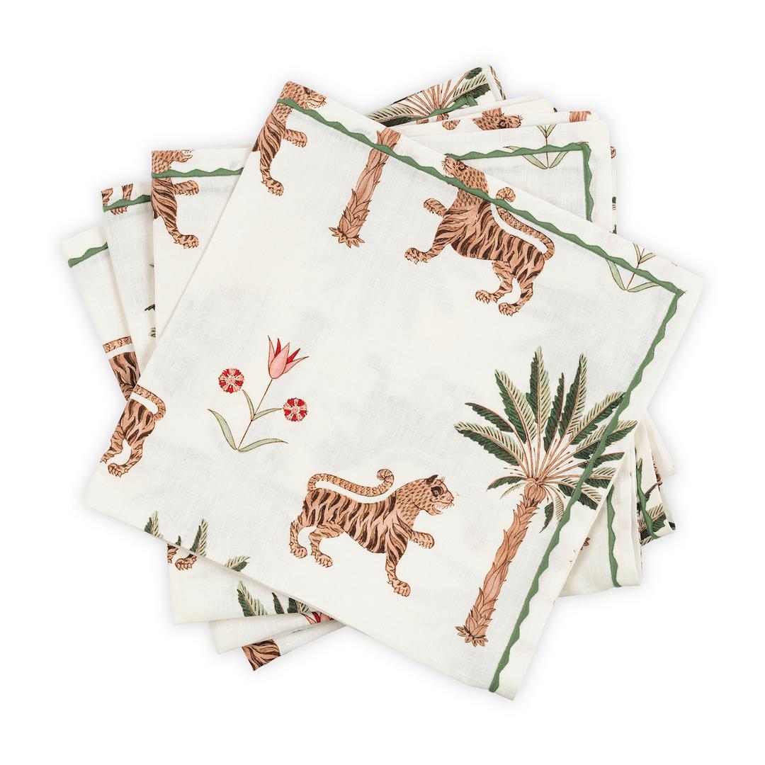 Tiger Palm Napkin, Set Of 4 - Tigereye Pillows & Accessories | Schumacher
