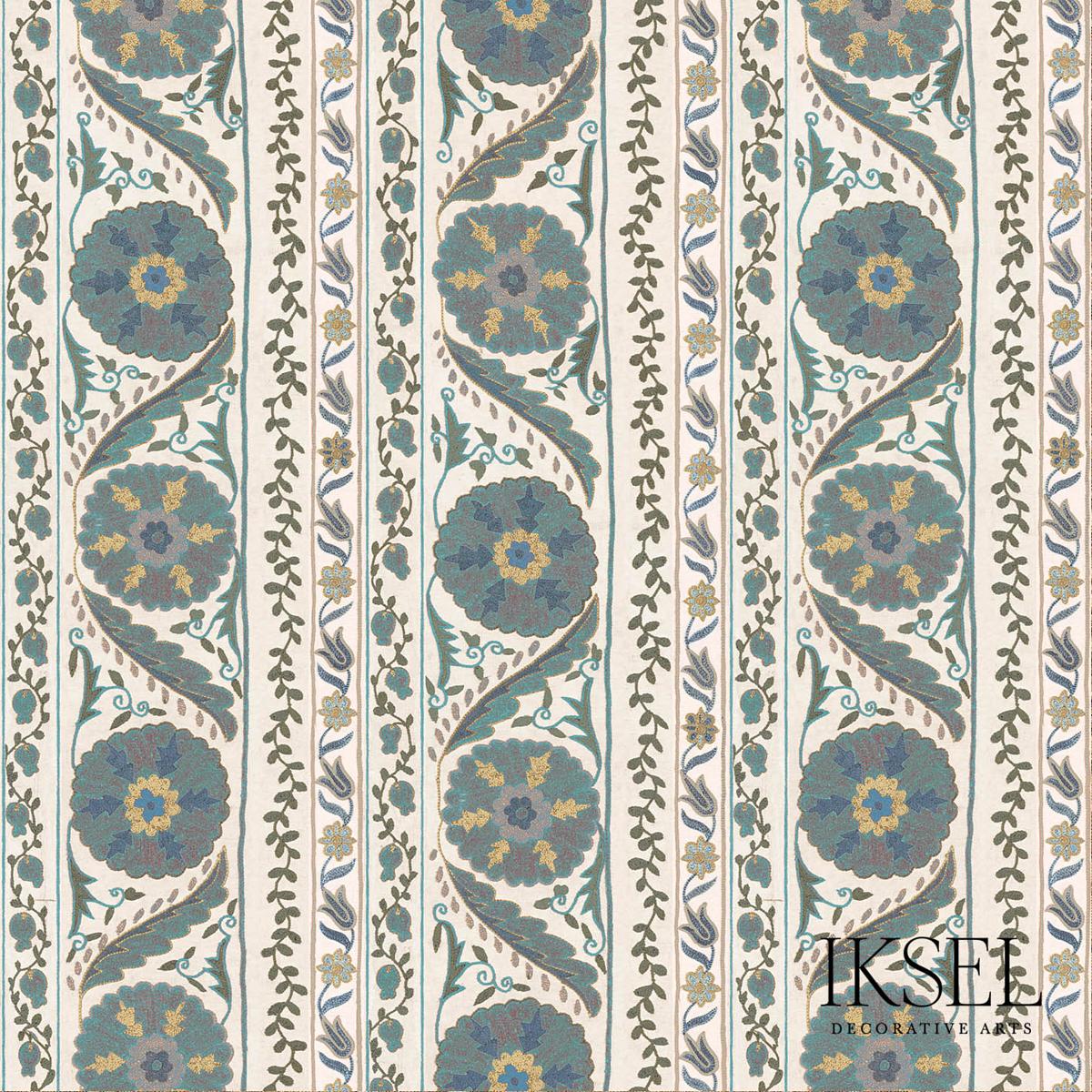 Suzani Borders - Blues Fabrics | Schumacher