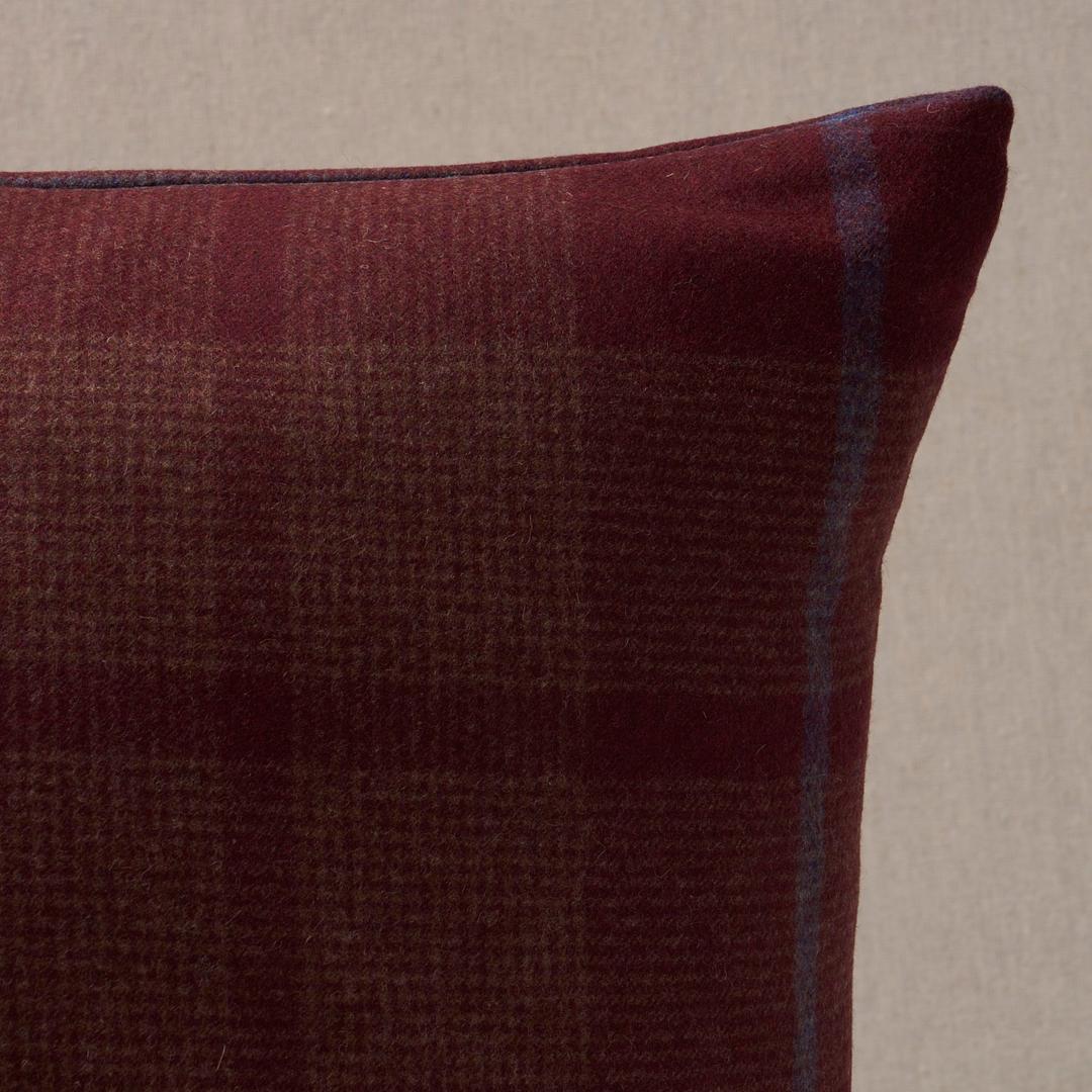 Montana Wool Plaid Pillow - Burgundy Pillows & Accessories | Schumacher