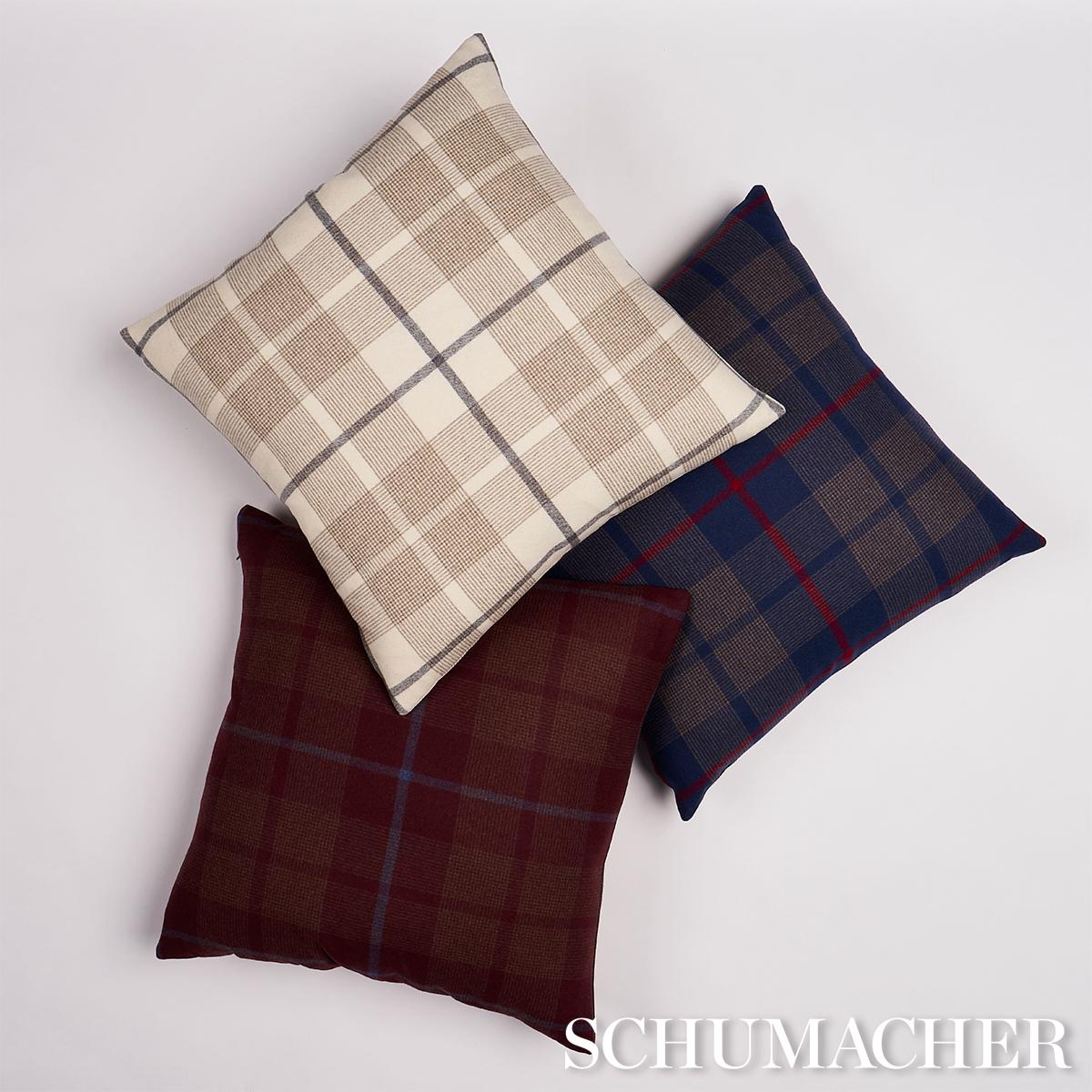 Montana Wool Plaid Pillow - Burgundy Pillows & Accessories | Schumacher