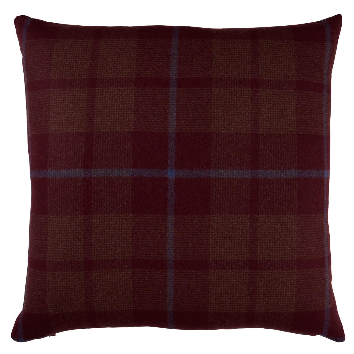 Montana Wool Plaid Pillow - Burgundy Pillows & Accessories | Schumacher