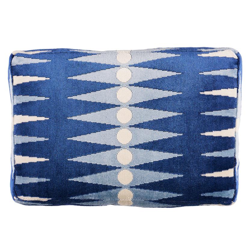 Backgammon Box Edge Pillow - Blue Pillows & Accessories | Schumacher
