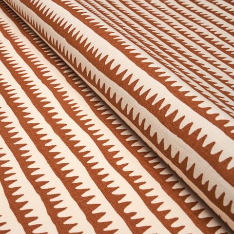 Corfu Hand Printed Stripe - Rust Fabrics | Schumacher