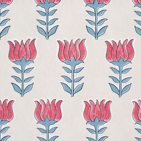 Mia Tulip - Delft & Crimson Fabrics | Schumacher