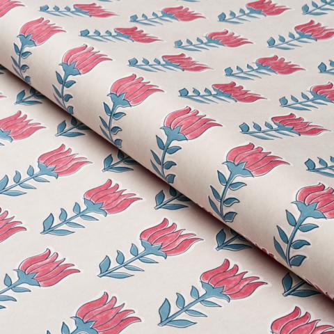 Mia Tulip - Delft & Crimson Fabrics | Schumacher