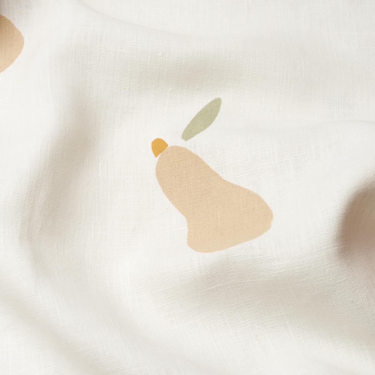Pears Hand Block Print - Buff And Sage On White Fabrics | Schumacher