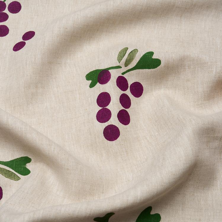 Grapes Hand Block Print - Purple On Natural Fabrics | Schumacher