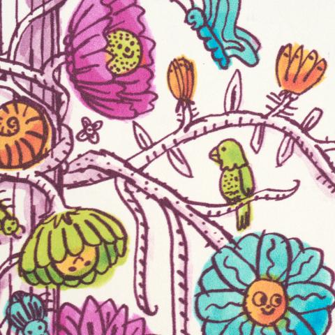 Edward Steed's Towers Of Flowers - Multicolor Burst Wallpapers | Schumacher