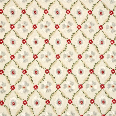 Claremont Embroidery - Crimson Fabrics | Schumacher