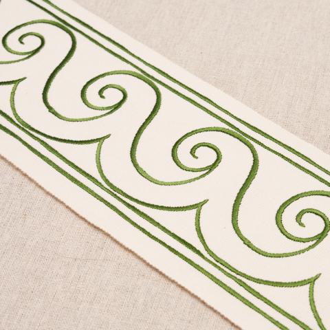 Greek Waves Trim - Green On Ivory Trims | Schumacher