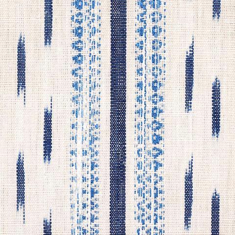 Mirza Ikat Stripe - Blue On Natural Fabrics | Schumacher