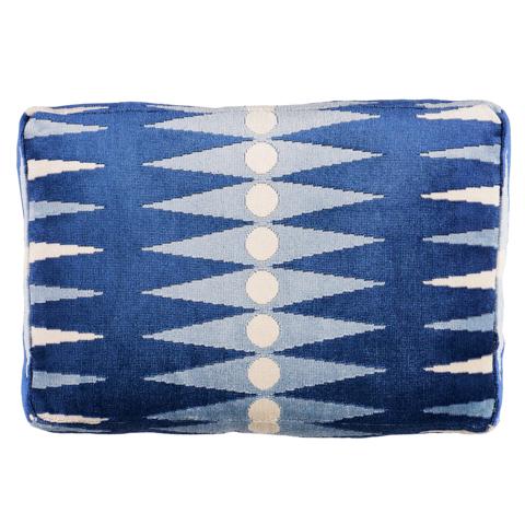 Backgammon Box Edge Pillow - Blue Pillows & Accessories | Schumacher